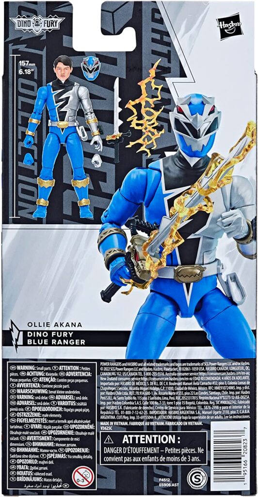 Lightning Collection Blue Dino Fury Ranger Figure (Back Packaging ...
